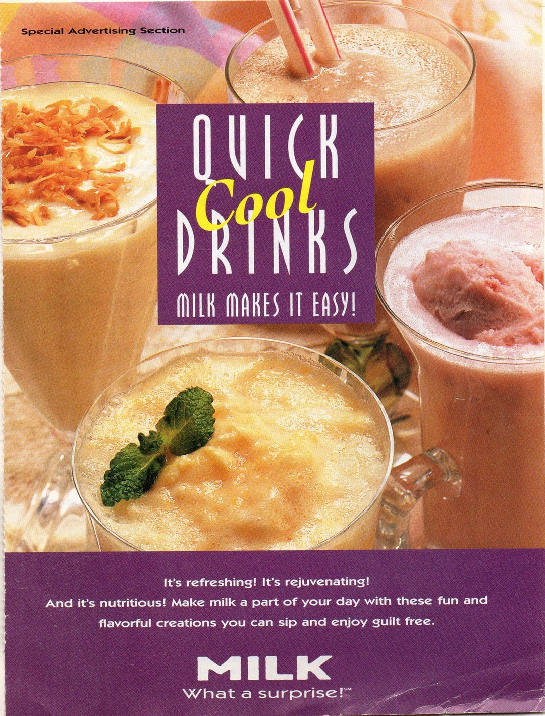 Quick Cool Drinks Milk Makes It Easy Recipe for Shakes Malts Pamphlet ...