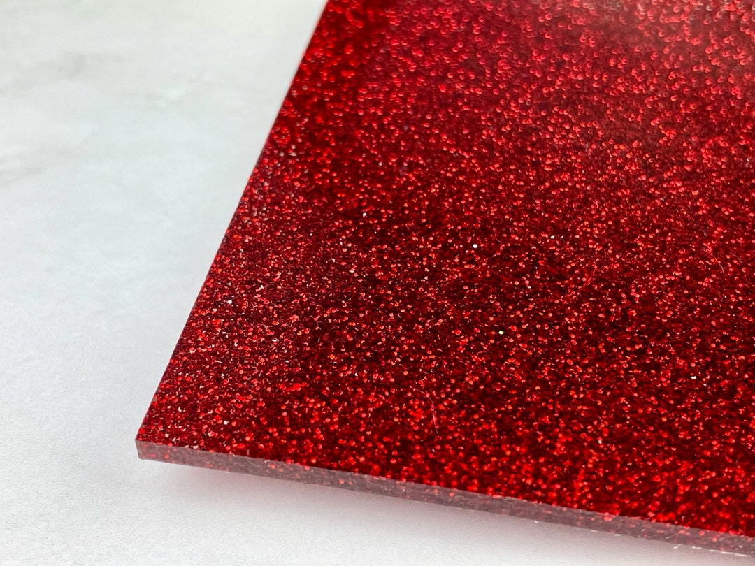 Red Glitter Acrylic Sheets - 11.75" X 19", Cuts Well With Lasers. Cast ...