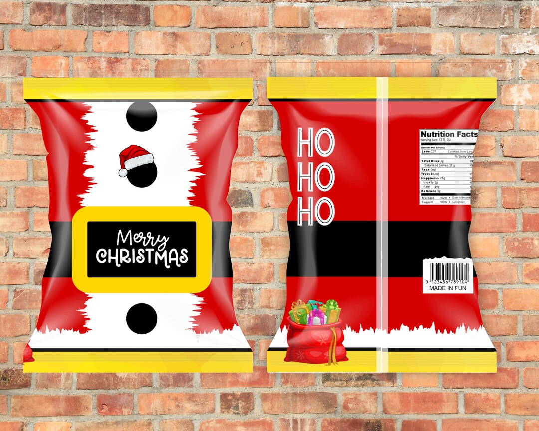 Santa Theme Chip Bags Template Instant File Download Christmas Party ...