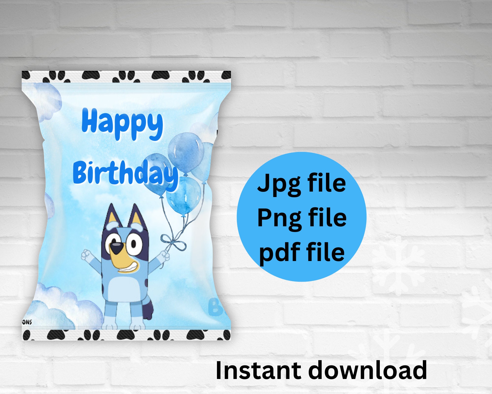 Bluey Custom Made Party Favor Instant File Download Small Gift ...