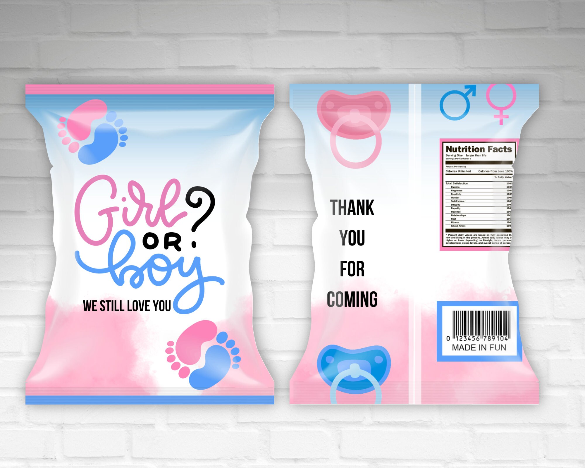 Gender Reveal Chip Bag Template Boy or Girl Instant File Download Party ...