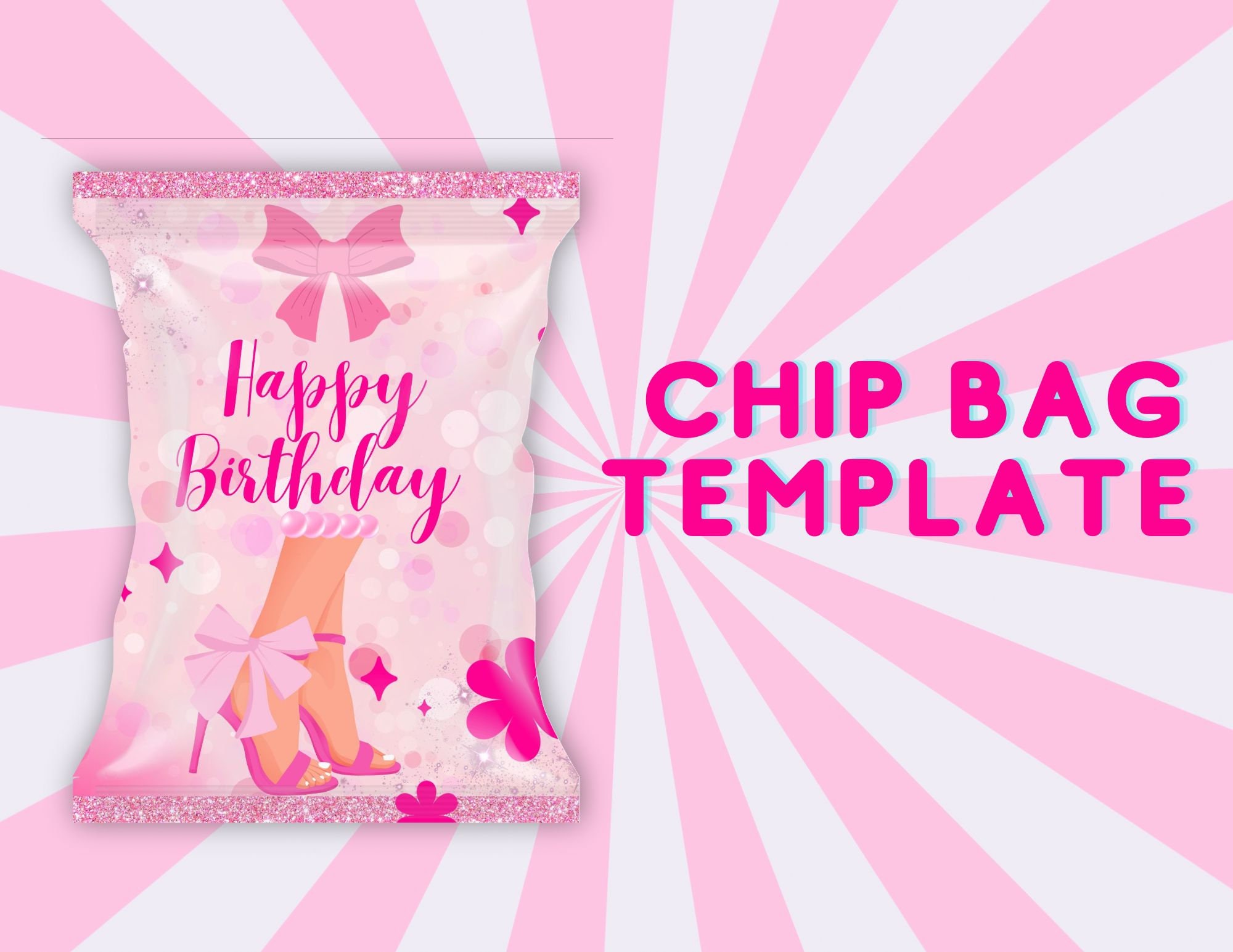 Printable Customizable Barbie Theme Chip Bag Template. Barbie Chip Bag ...