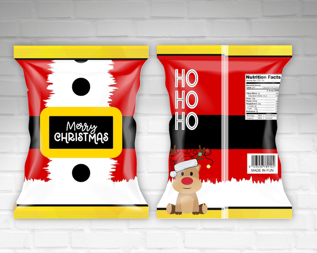 Santa Theme Chip Bag Template Instant Download Christmas Partyfavors ...