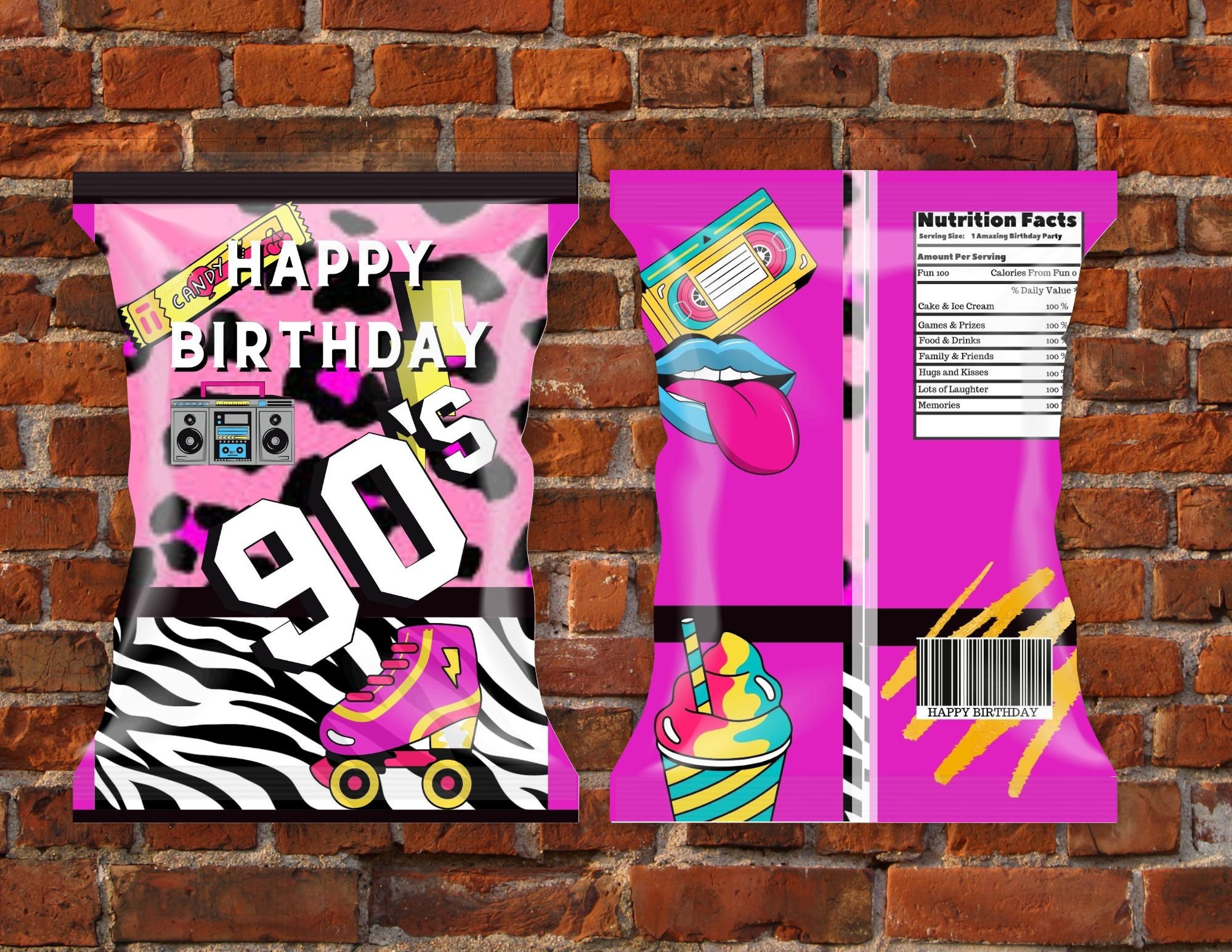 Printable 90s Theme Chip Bag Template Instant Editable Download Treat ...