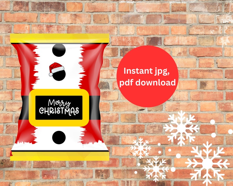 Santa Theme Chip Bags Template Instant File Download - Etsy