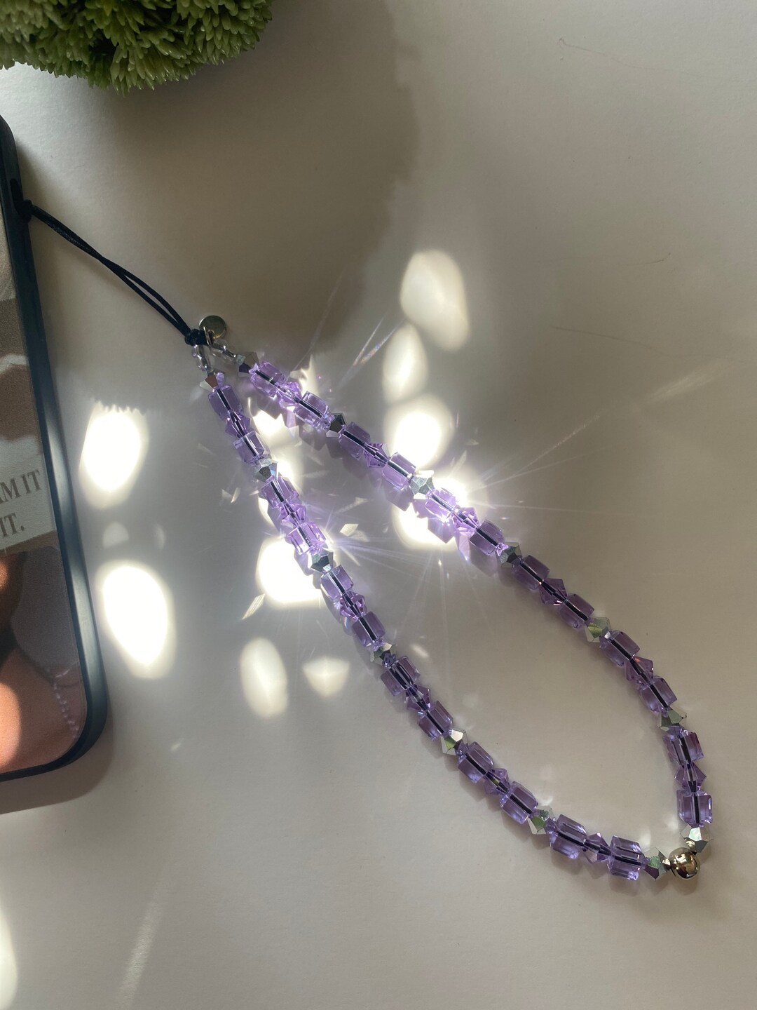 Crystal Glass Beaded Phone Charm Phonestrap Aesthetic - Etsy