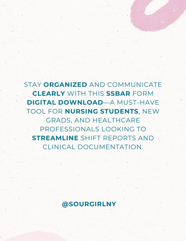 SSBAR Form Digital Download | Nursing Communication Template | Clinical ...