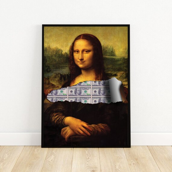 Money Lisa Motivational Poster Mona Lisa Motivational Wall | Etsy