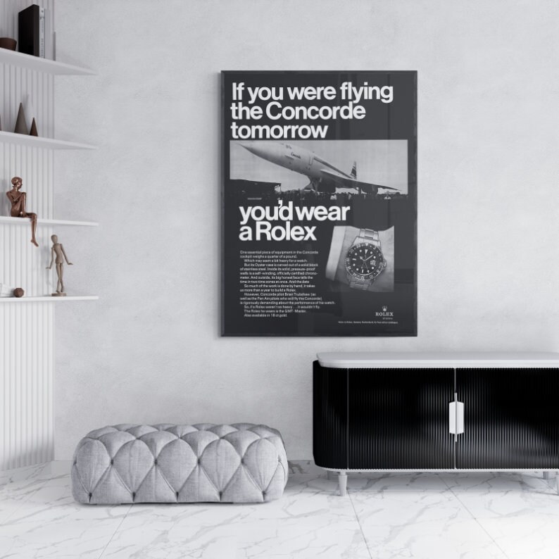 Rolex Vintage Poster 1969 If You Were Flying the Concorde - Etsy