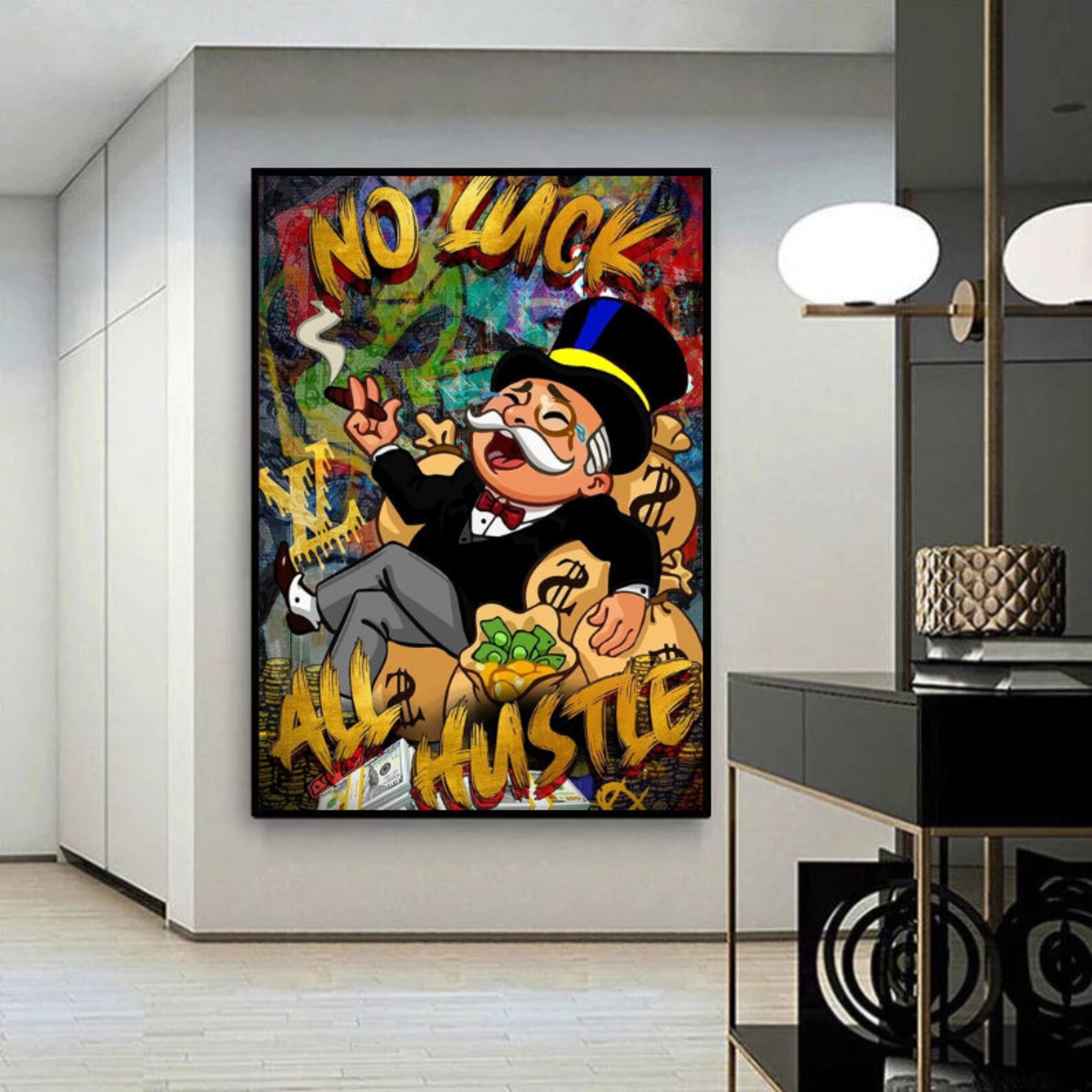 No Luck All Hustle Poster Alec Monopoly Motivational Print - Etsy