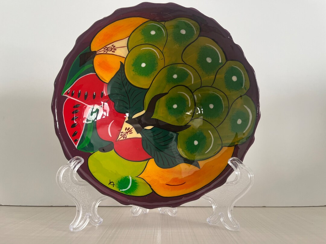 Hand Painted Glazed Fruit Bowl Dish Pottery - Etsy