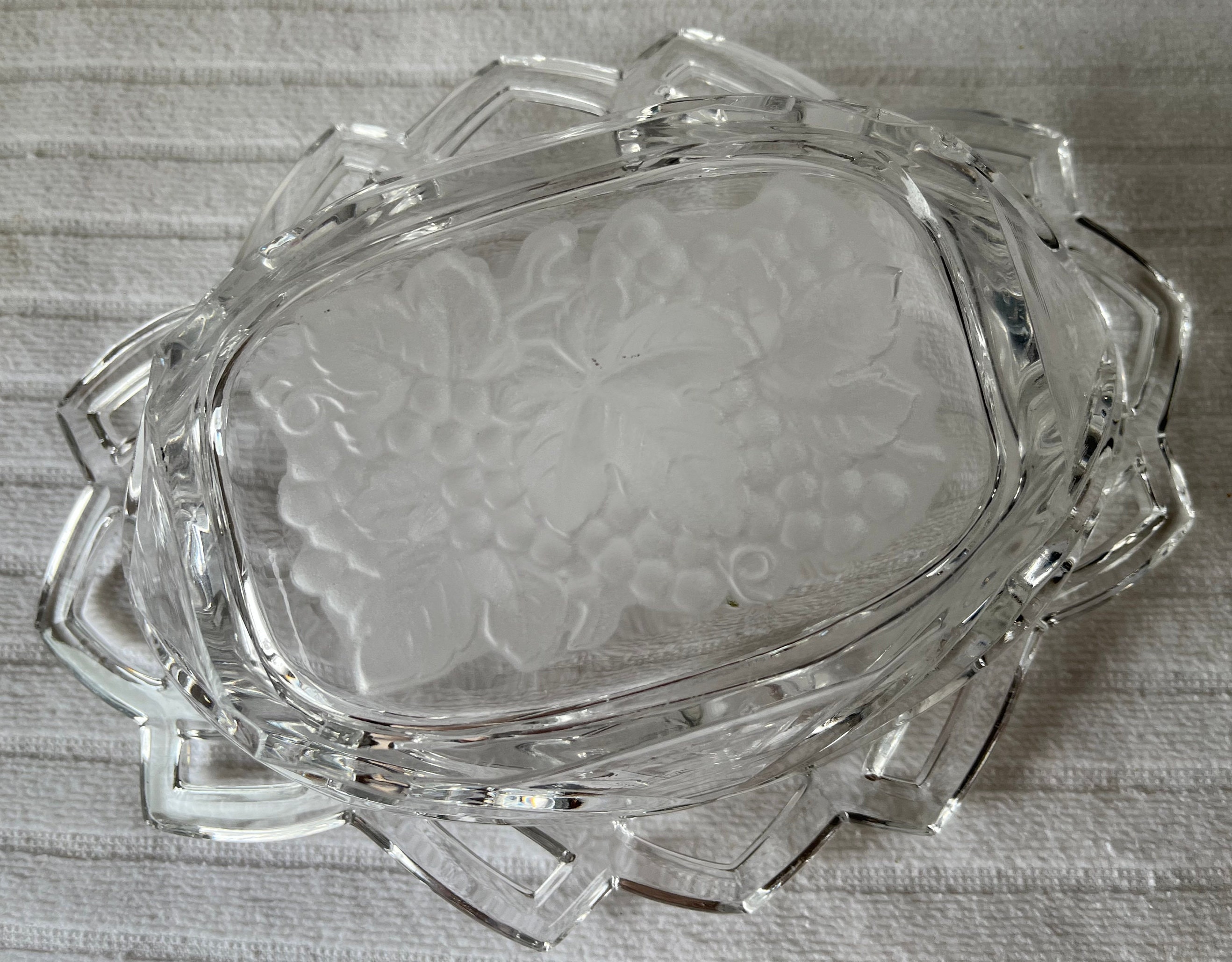 Art Deco Era pyramid Oval Glass Bowl by Indiana Glass Co. - Etsy