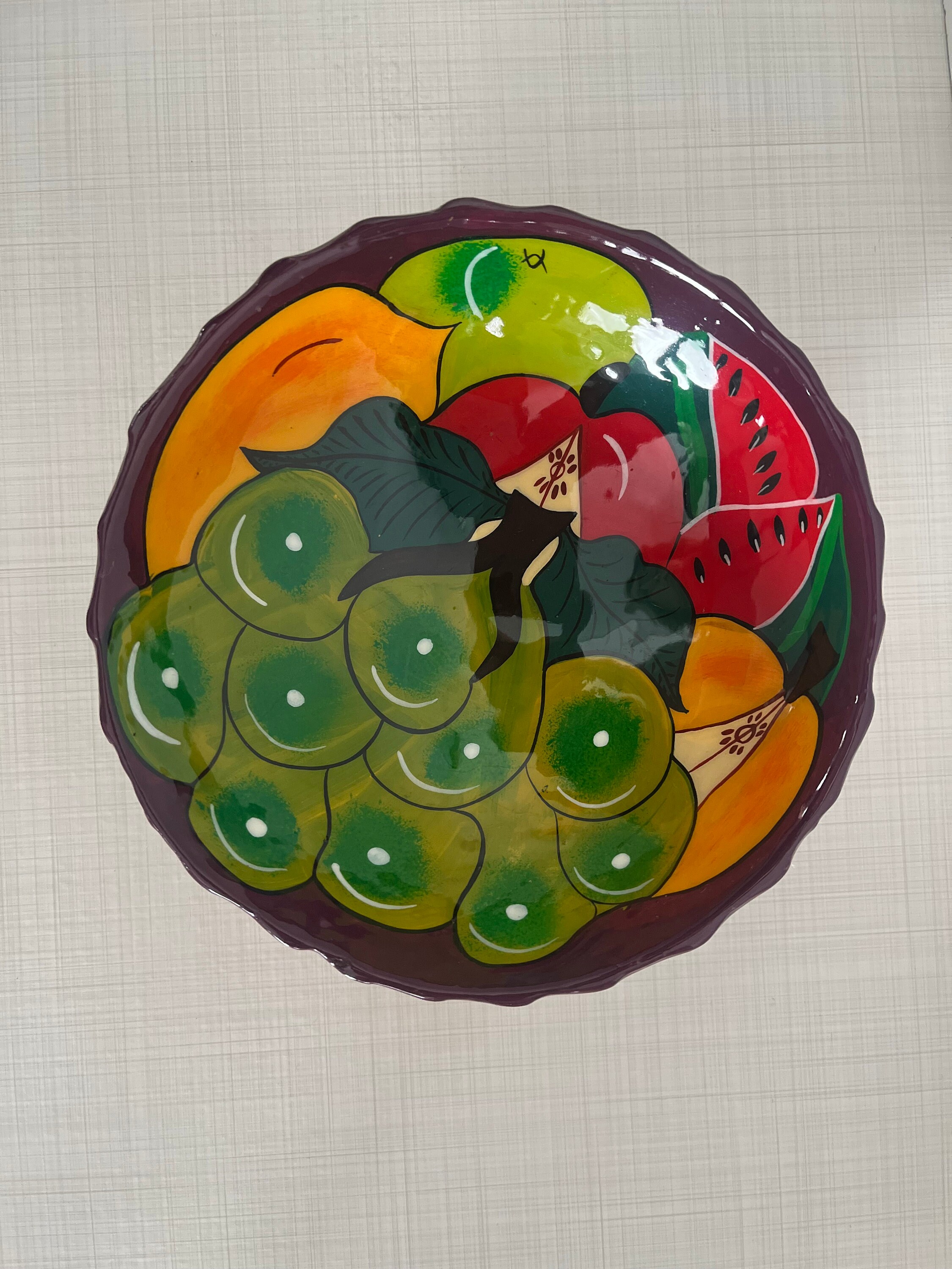 Hand Painted Glazed Fruit Bowl Dish Pottery - Etsy