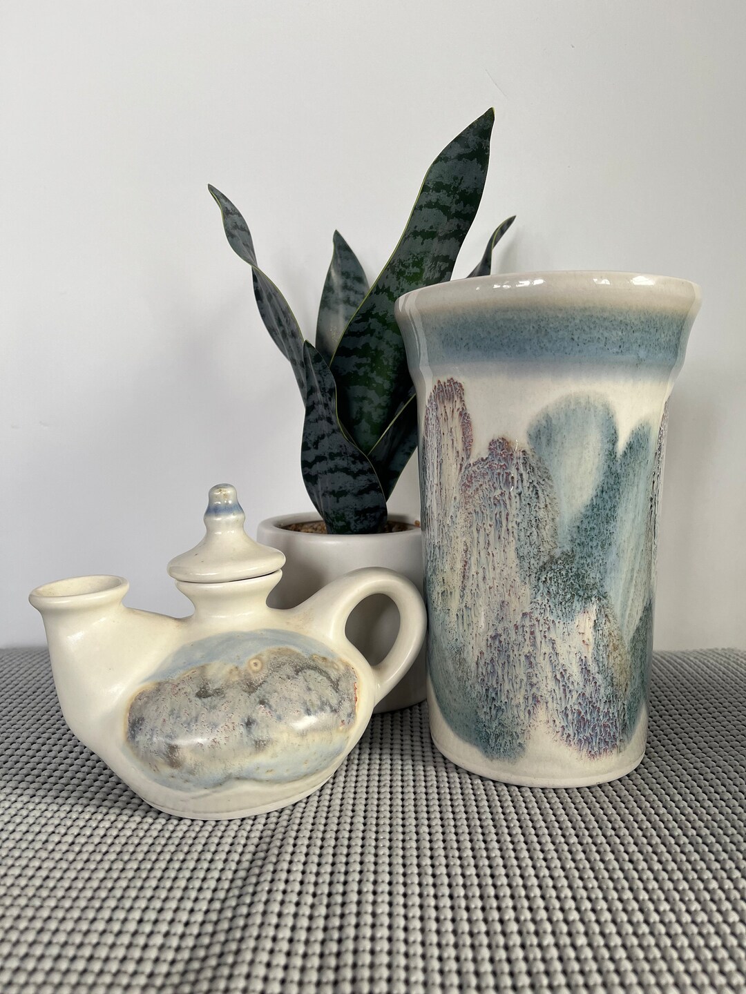 Vintage Art Studio Pottery Mat Drip Lava Glaze Teapot and Drip Glazed ...
