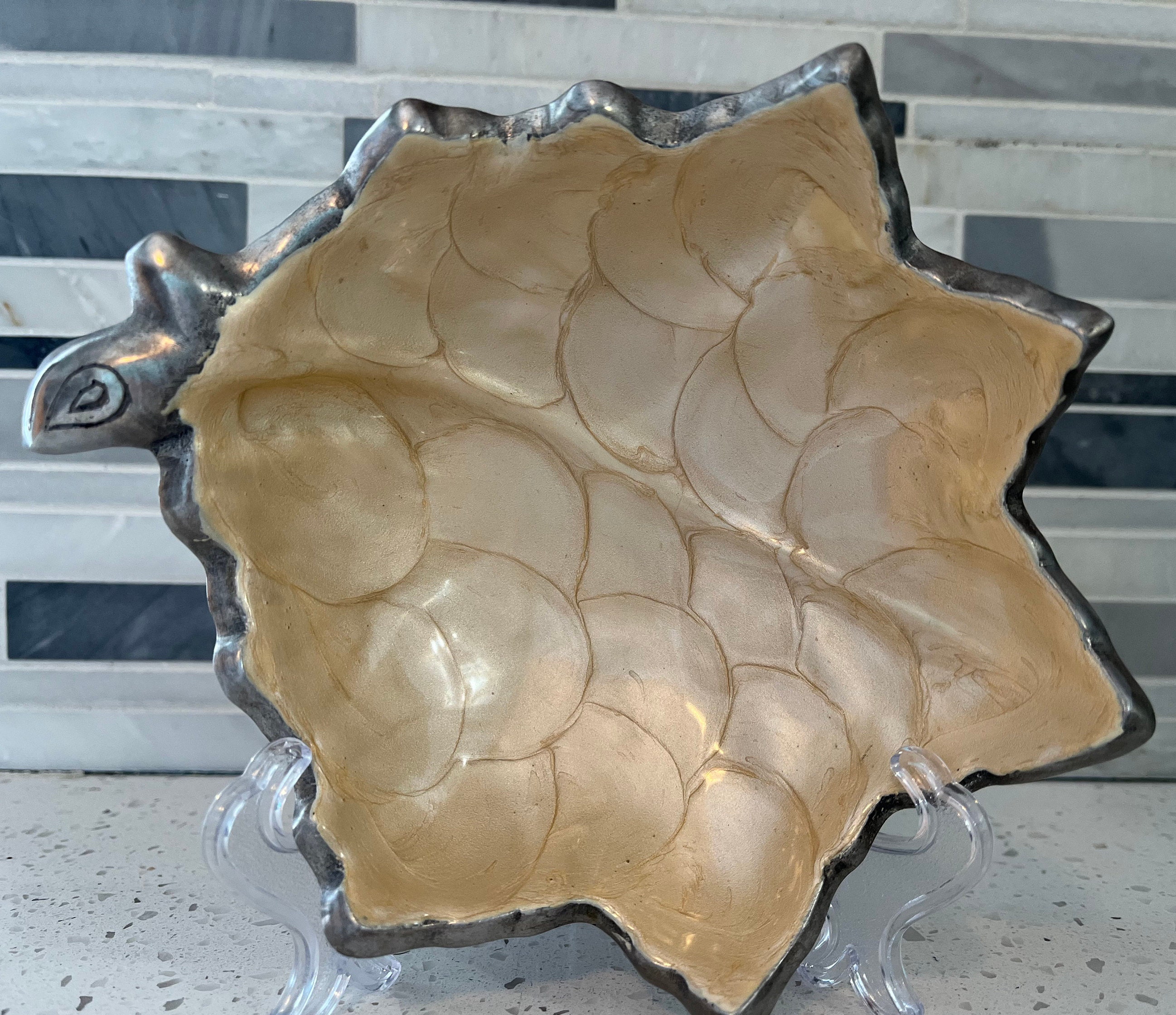 Julia Knight Buff Maple Leaf Enamel Aluminum Bowl Trinket Dish - Etsy