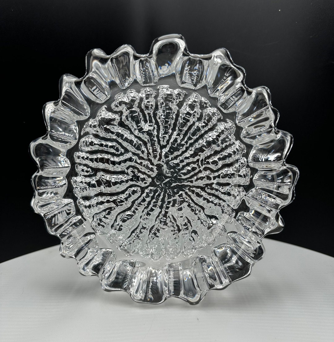 Spectacular! Hadeland Norway Art Glass "nautilus" Shallow Bowl Ice ...