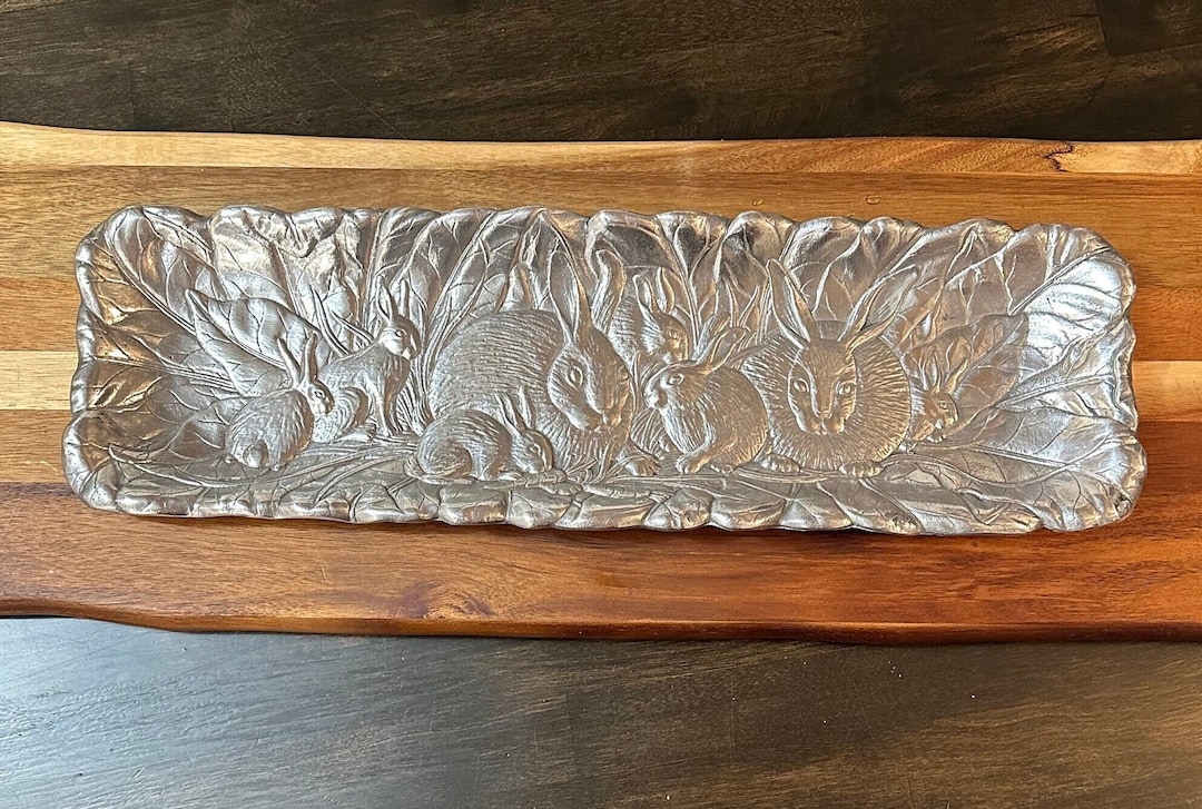 Vintage Arthur Court Bunny Rabbit Cast Aluminum Rectangular Tray - Etsy