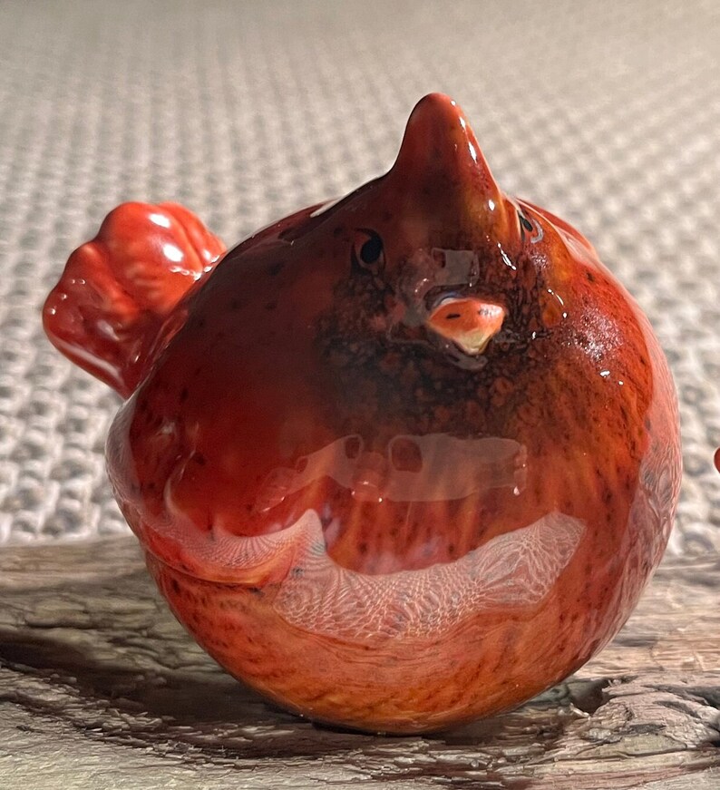 Vintage Red Cardinal Figurines/chubby Red Glazed Cardinals - Etsy