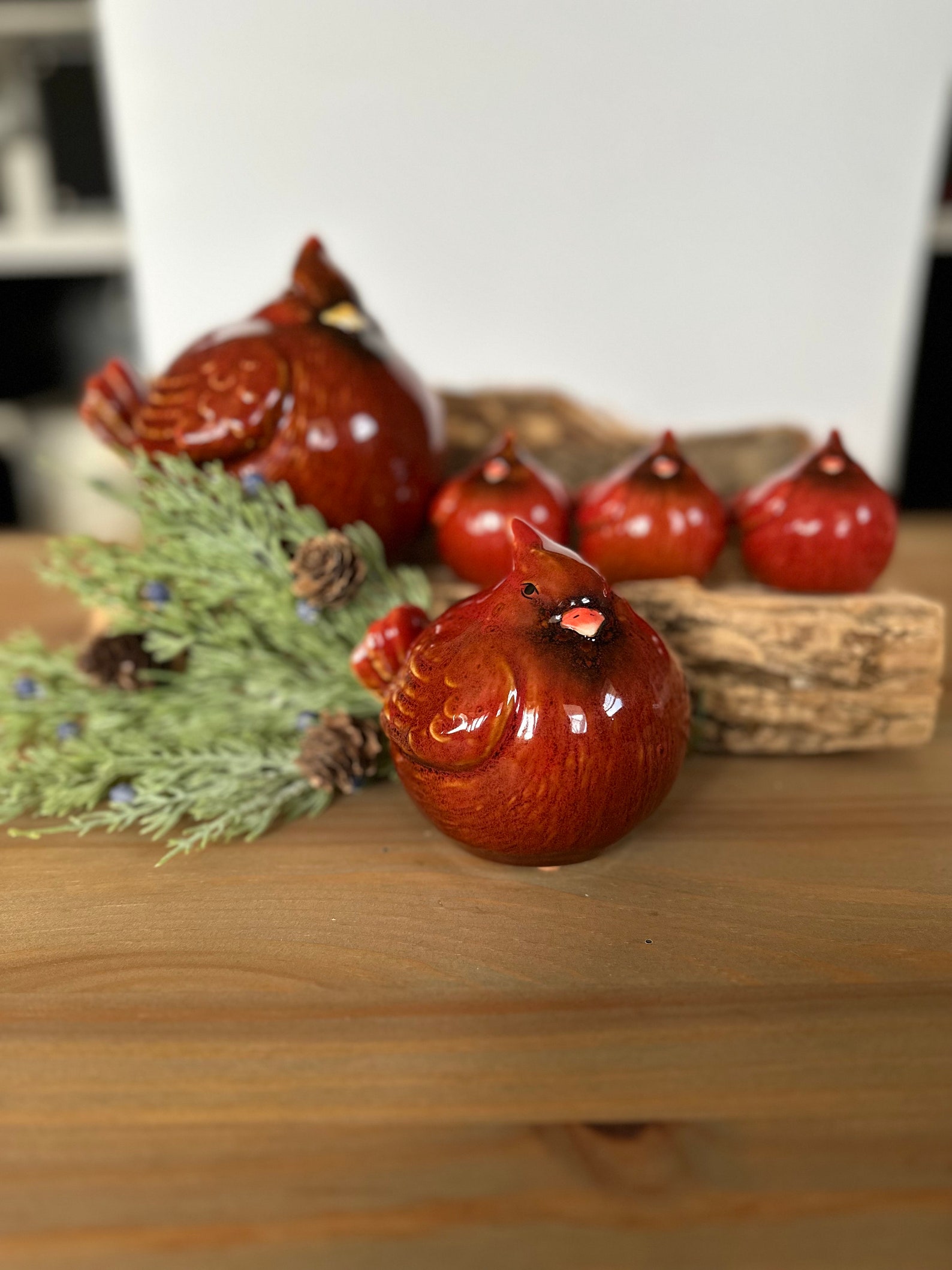 Vintage Red Cardinal Figurines/chubby Red Glazed Cardinals - Etsy