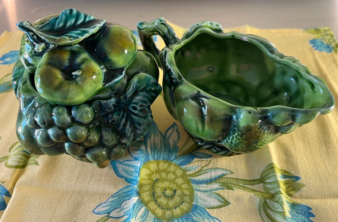 Vintage Inarco Green Fruit Sugar Bowl and Creamer Set - Etsy