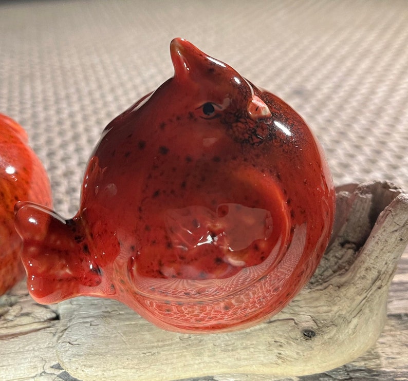 Vintage Red Cardinal Figurines/chubby Red Glazed Cardinals - Etsy