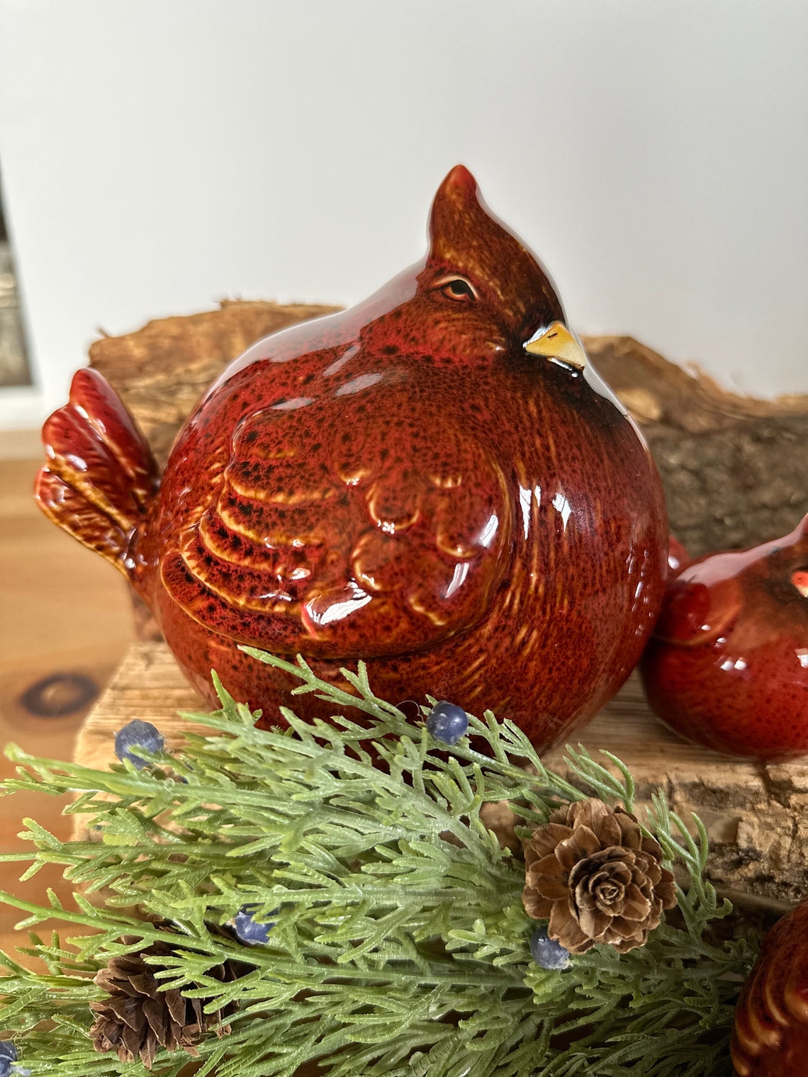 Vintage Red Cardinal Figurines/chubby Red Glazed Cardinals - Etsy