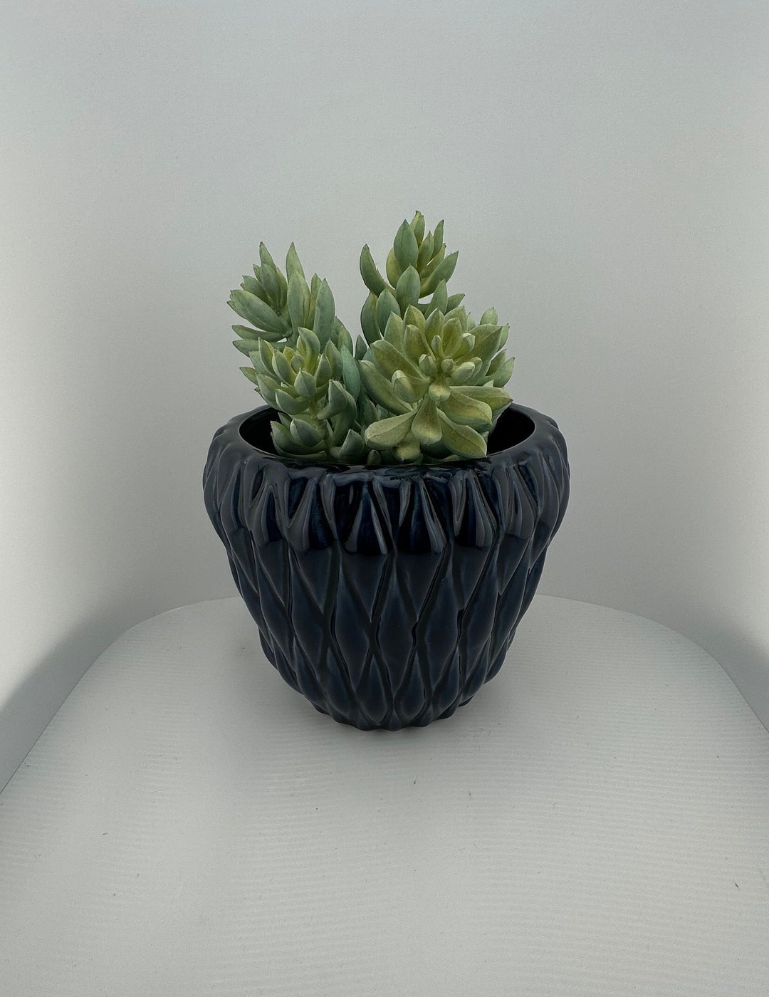 Bloomingville, Scandinavian Design, Round Blue Ceramic Flower Pot With ...