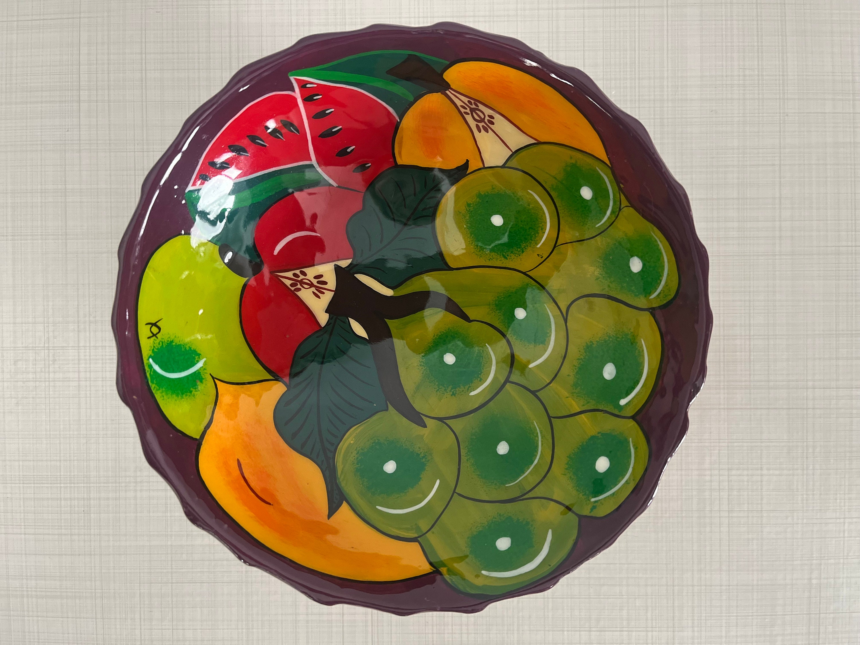 Hand Painted Glazed Fruit Bowl Dish Pottery - Etsy