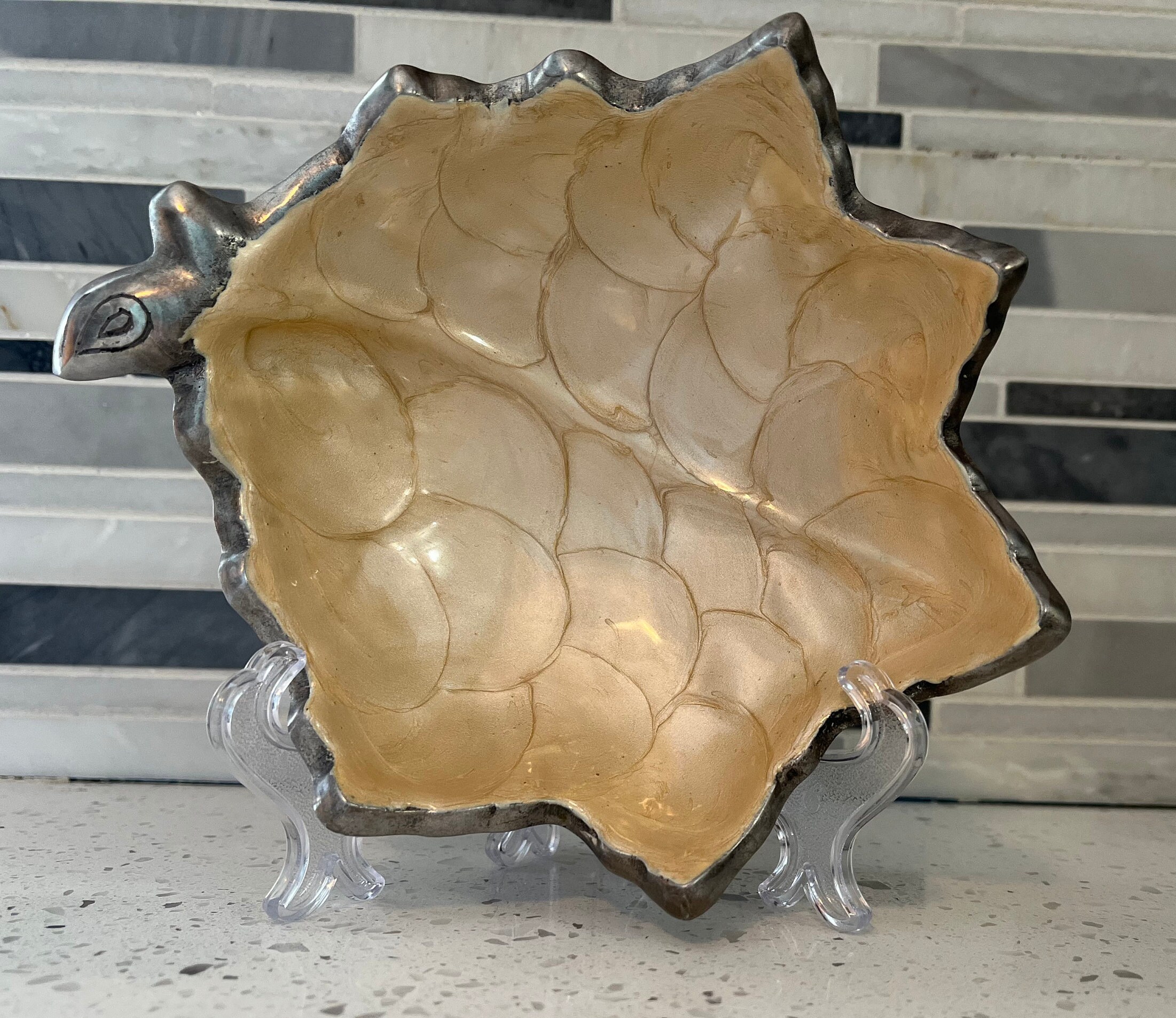 Julia Knight Buff Maple Leaf Enamel Aluminum Bowl Trinket Dish - Etsy