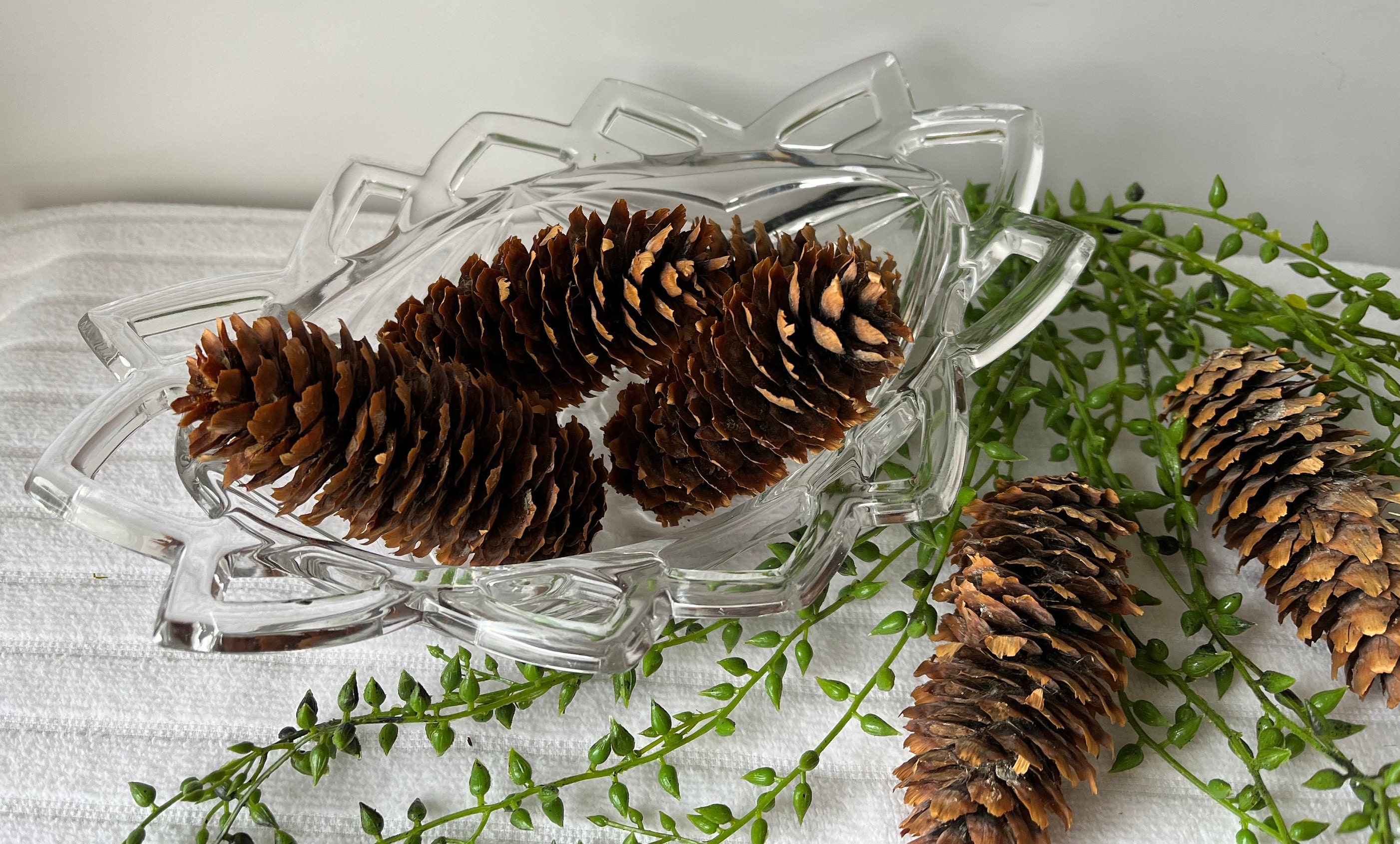 Art Deco Era pyramid Oval Glass Bowl by Indiana Glass Co. - Etsy