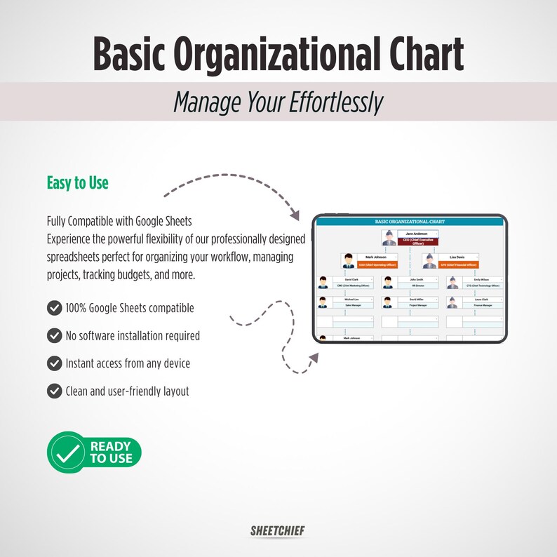 Basic Organizational Chart Google Sheets | Company Structure Template ...