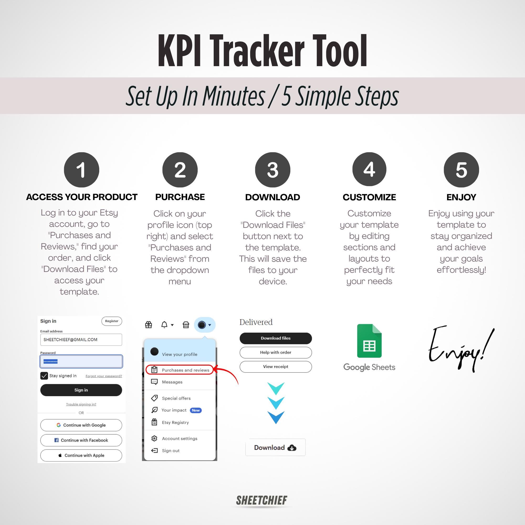 KPI Dashboard Spreadsheet | OKR Tracker & Business Metrics Template ...