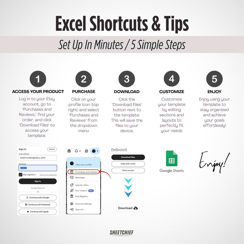 Excel Shortcuts and Formulas Guide | Printable Reference Sheet ...