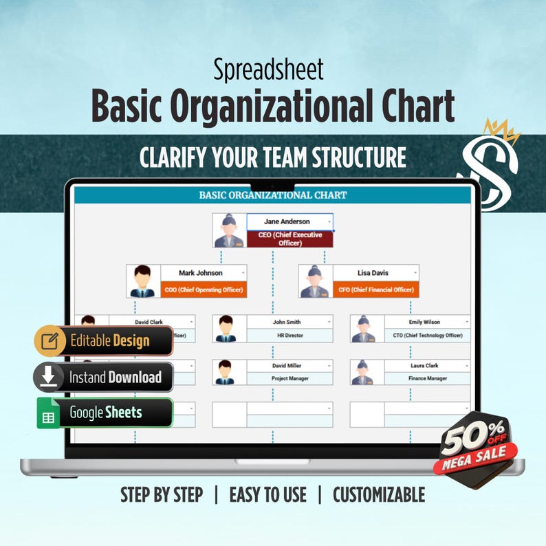 Basic Organizational Chart Google Sheets | Company Structure Template ...