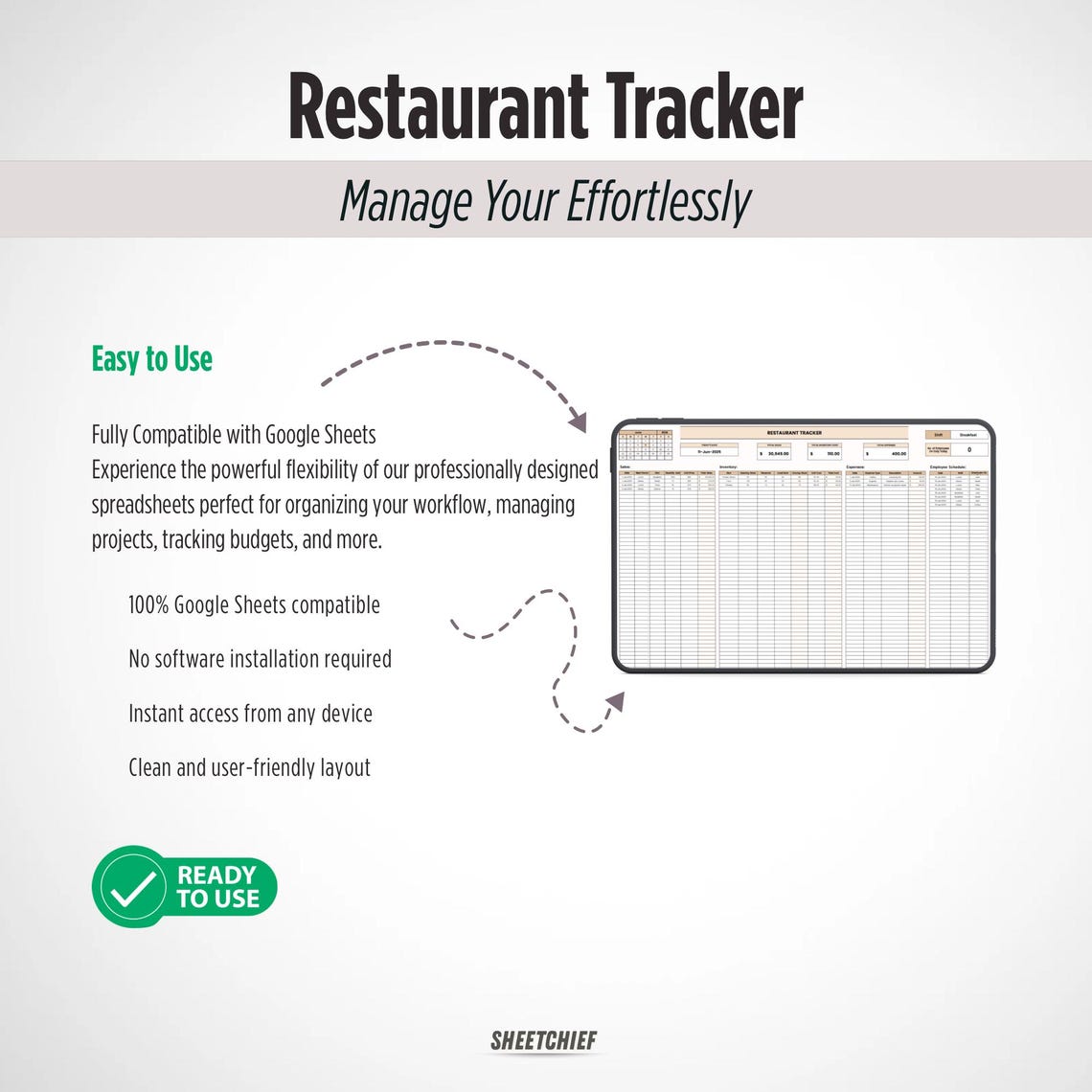Restaurant Tracker Template | Google Sheets | Sales and Expense Tracker ...