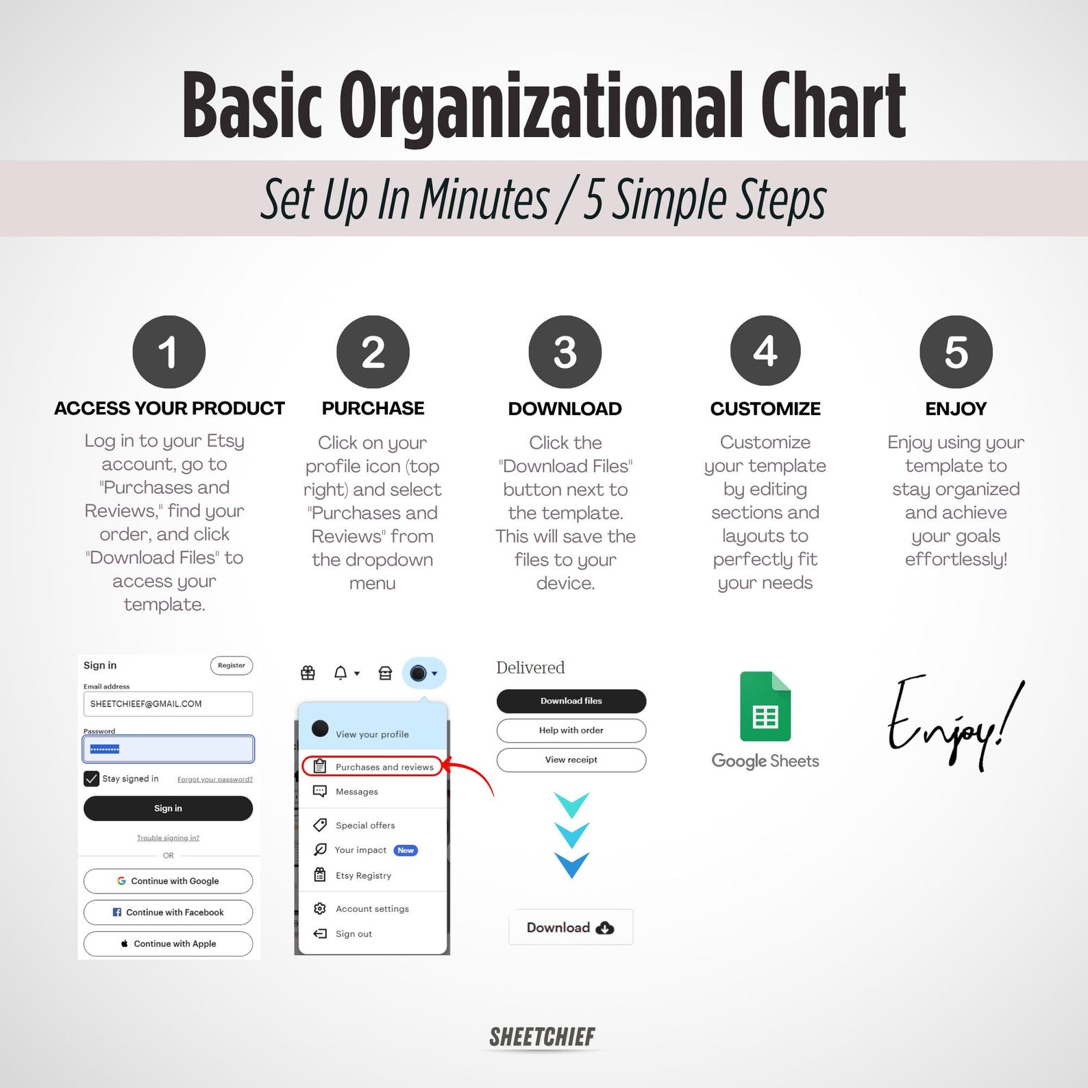 Basic Organizational Chart Google Sheets | Company Structure Template ...