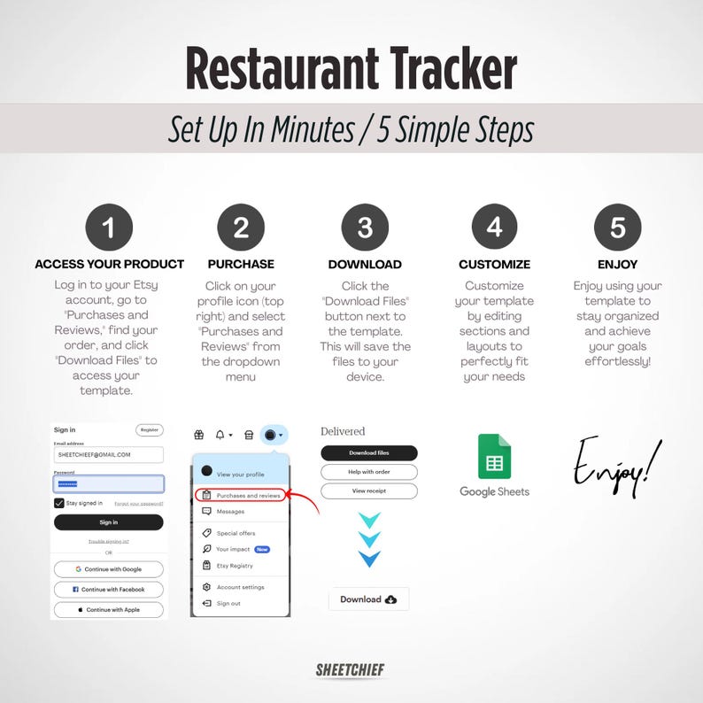 Restaurant Tracker Template | Google Sheets | Sales and Expense Tracker ...