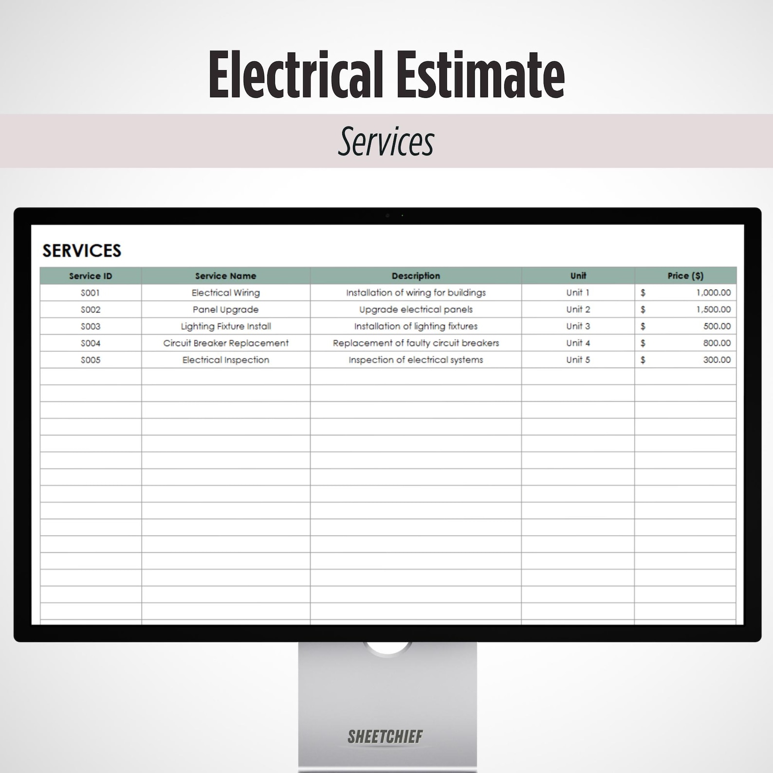 Electrical Estimate Template | Google Sheets | Project Cost Calculator ...