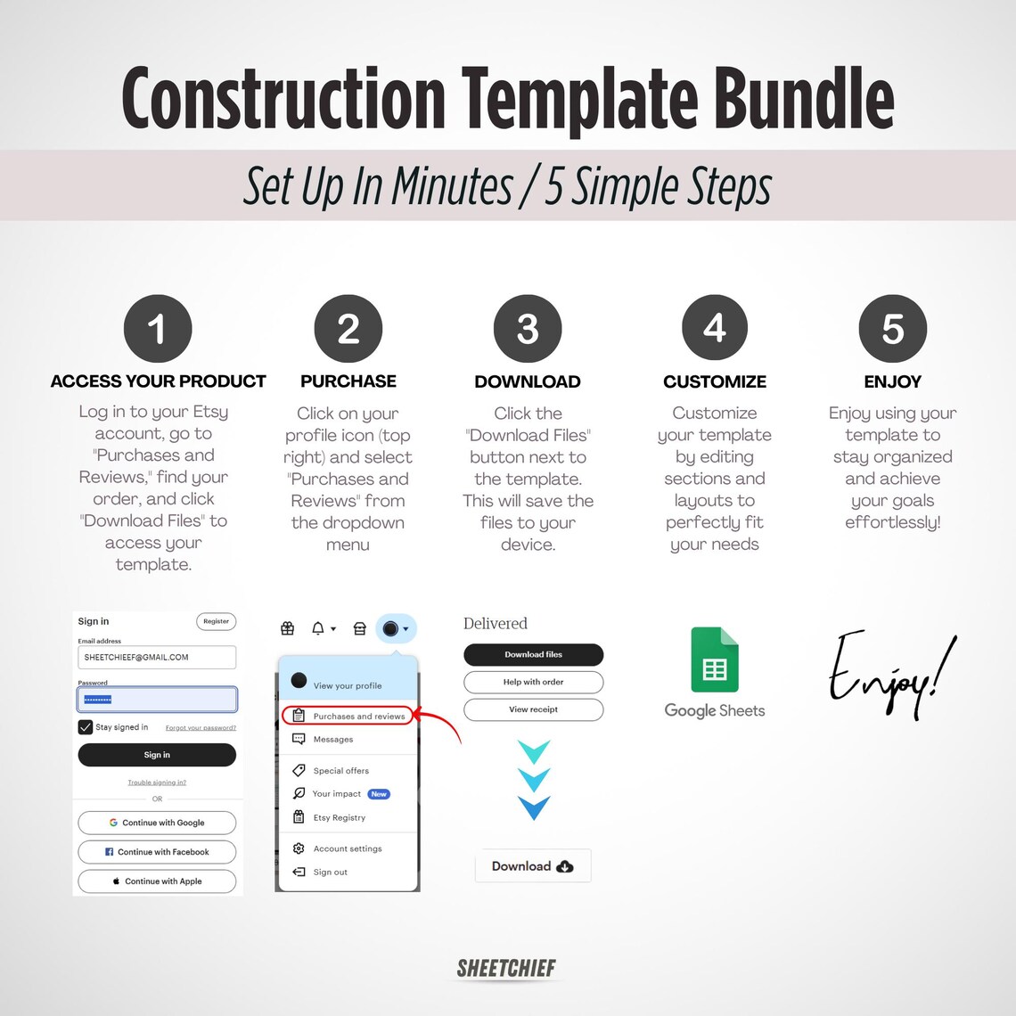 Construction Template Bundle 20+ | Google Sheets | Essential Tools for ...