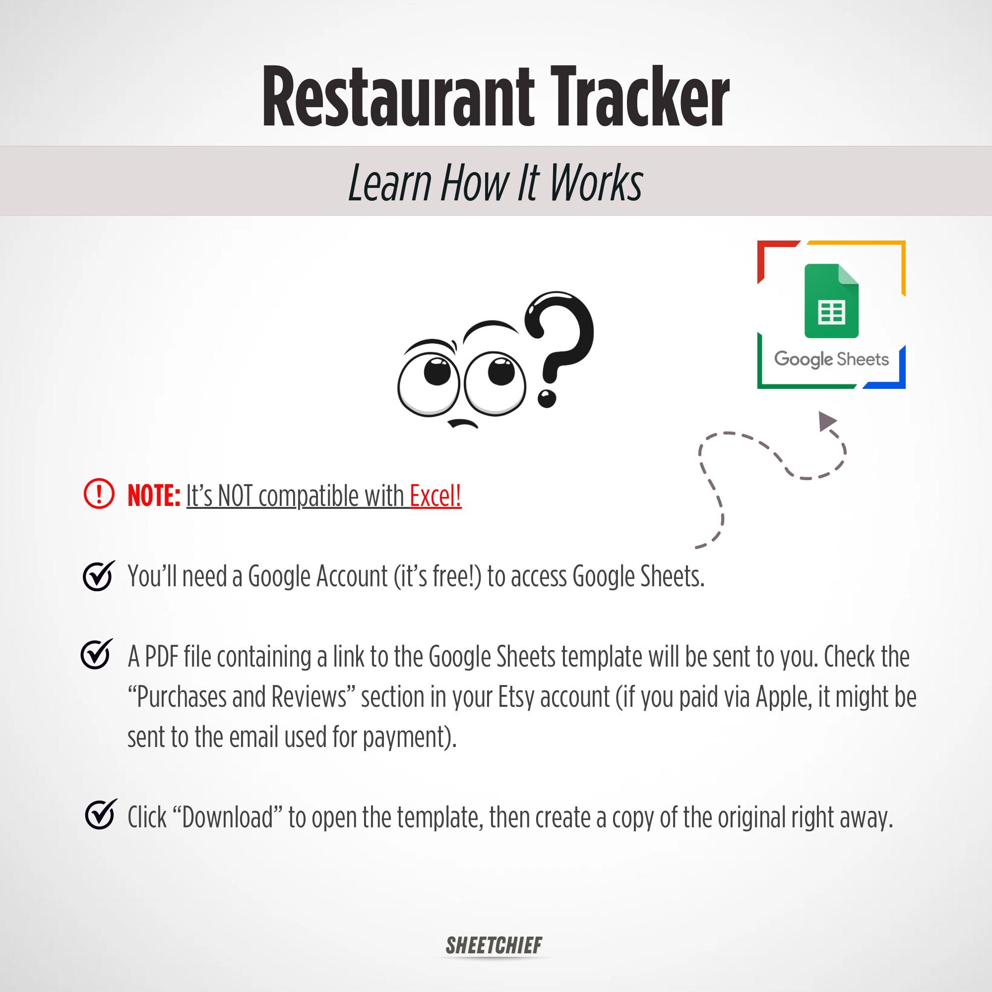 Restaurant Tracker Template | Google Sheets | Sales and Expense Tracker ...