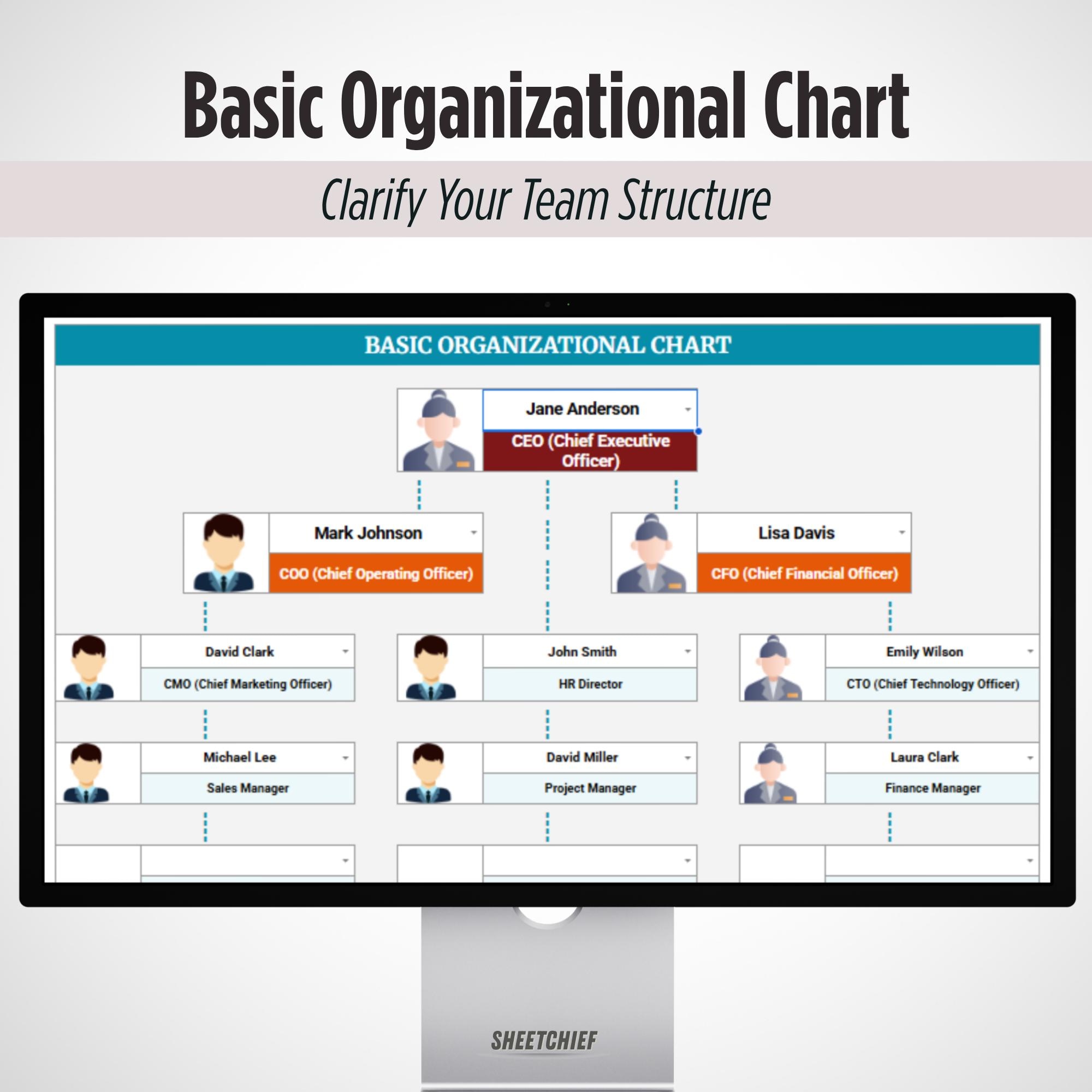 Basic Organizational Chart Google Sheets | Company Structure Template ...