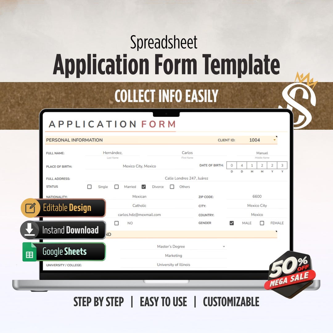 Application Form Template | Google Sheets Registration Tracker ...