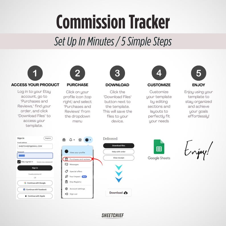 Commission Tracker | Google Sheets | Sales and Earnings Log for ...