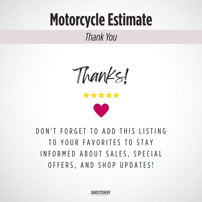 Motorcycle Repair Estimate | Google Sheets Template | Service Cost and ...