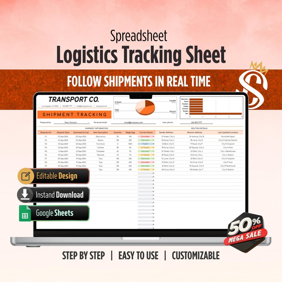 Buy Logistics Shipment Tracker | Google Sheets Template | Delivery and ...