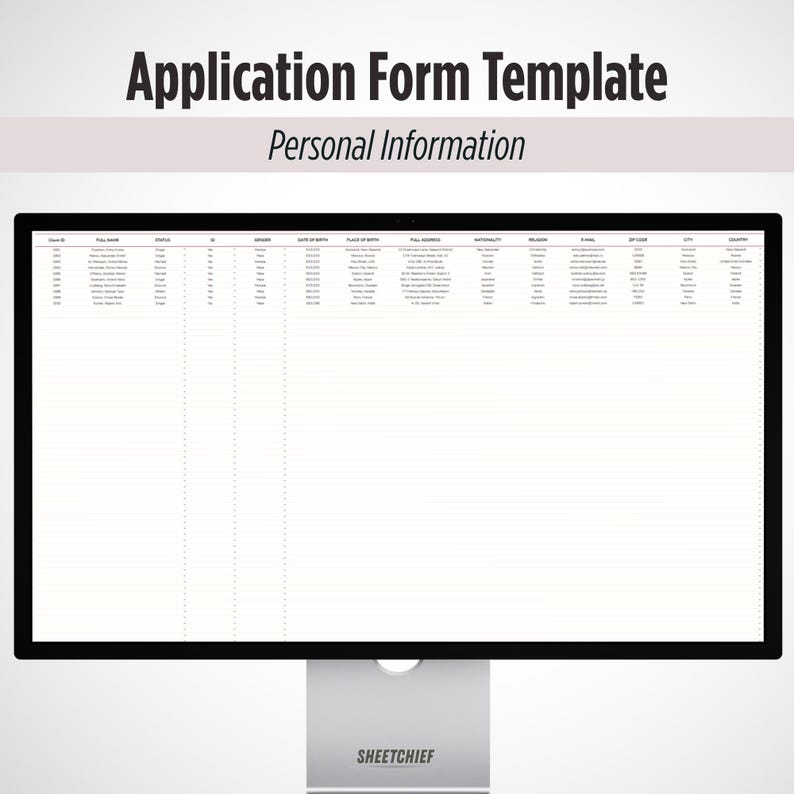Application Form Template | Google Sheets Registration Tracker ...