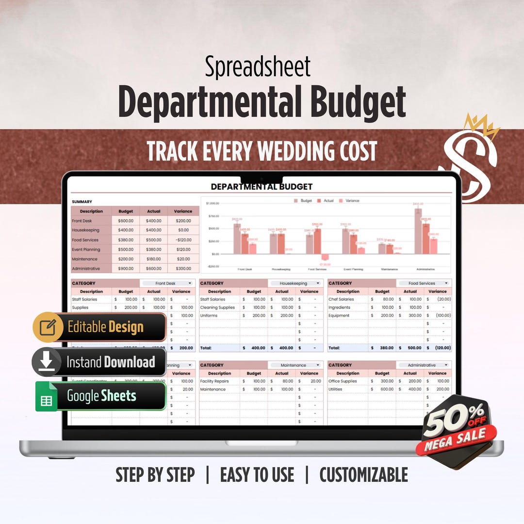 Departmental Budget Template | Google Sheets | Team Expense and ...