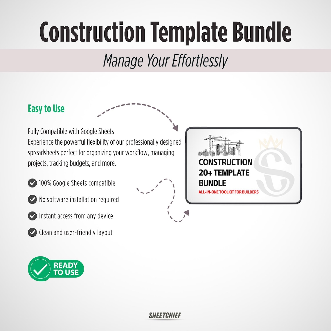 Construction Template Bundle 20+ | Google Sheets | Essential Tools for ...