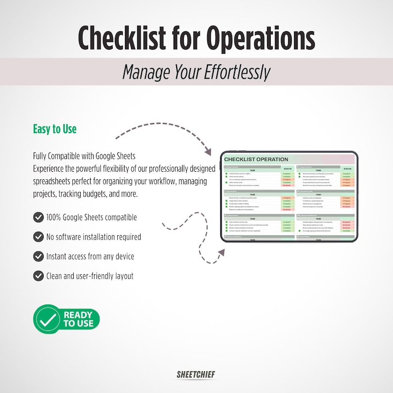 Checklist Operation Template | Google Sheets | Task Management for ...