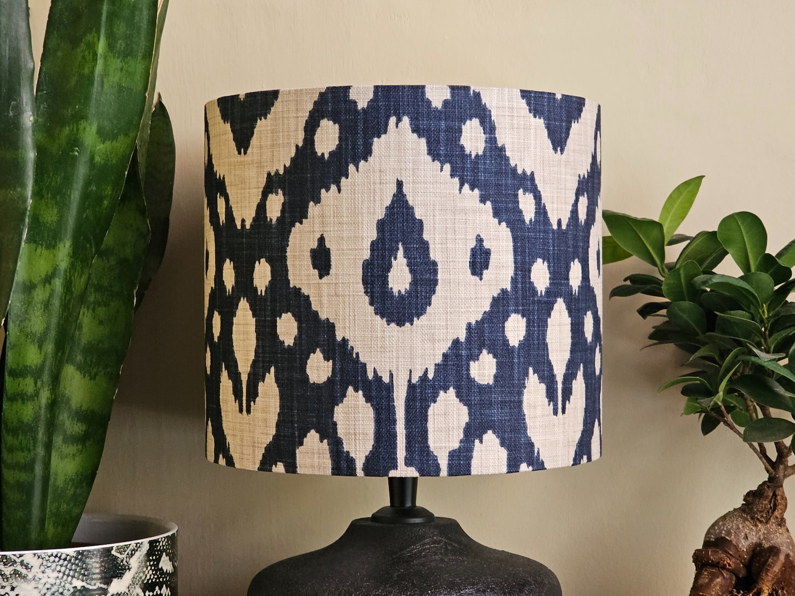 Ikat Modern Dark Blue Lampshade, Table Floor Lamp / Ceiling Pendant ...